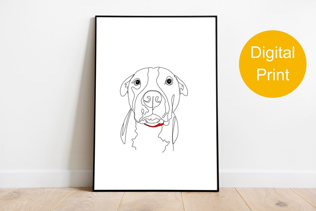 Custom Pet Line Drawing, Line Art, Line Portrait of Pet From Photo ...