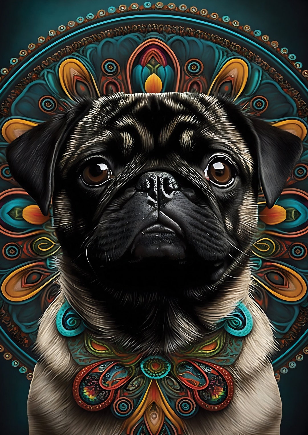 Pug Dog Mandala Digital Art, Instant Download Home Décor T-shirt ...