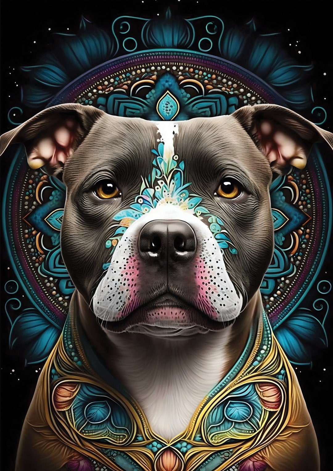 Staffordshire Bull Terrier-staffy Dog Mandala Digital Art,instant ...