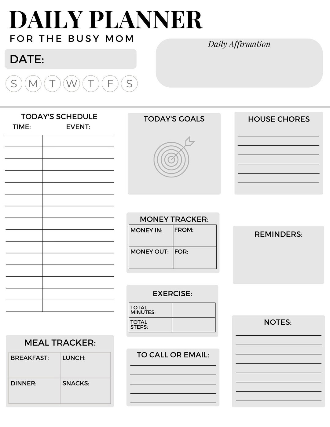 Busy Moms Daily Planner, Mom Planner, Planner, Daily Planner - Etsy