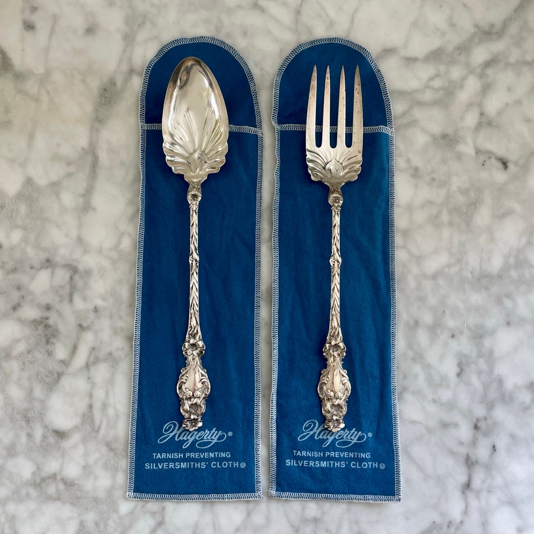 Antique Whiting ‘lily’ 1902 Large Sterling Silver Salad Serving Fork ...