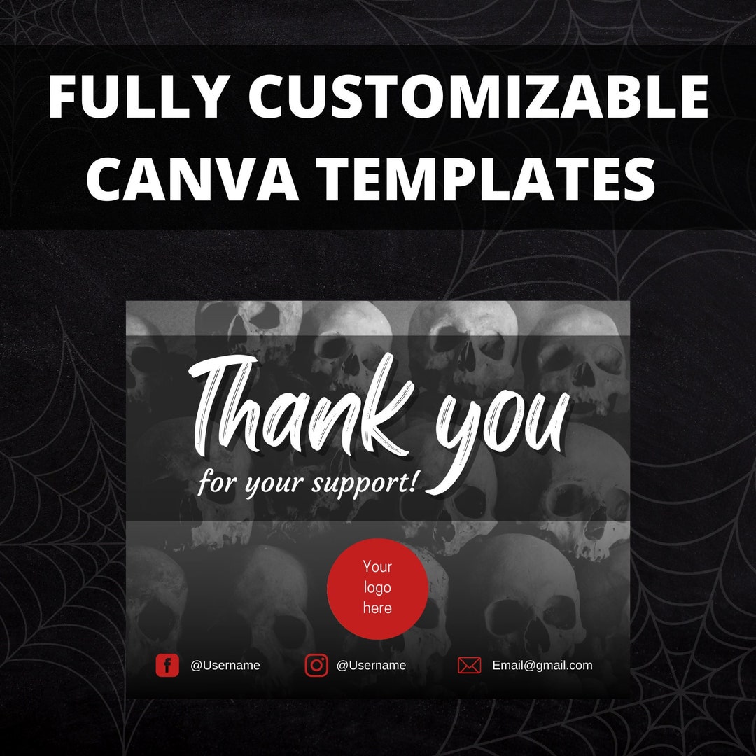 Skulls Thank You Card - Canva Template - Etsy