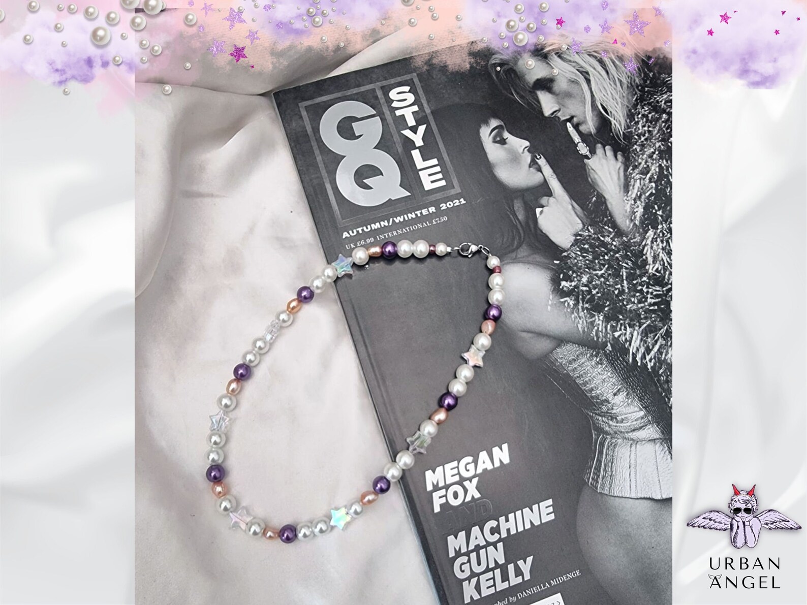 Machine Gun Kelly Inspired Star & Pearl Necklace MGK Pearl - Etsy UK