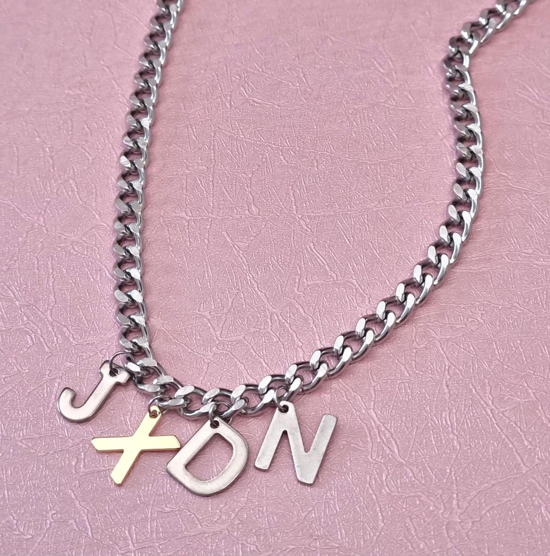 JXDN Inspired Handmade Stainless Steel Lettered Necklace - Silver Punk ...