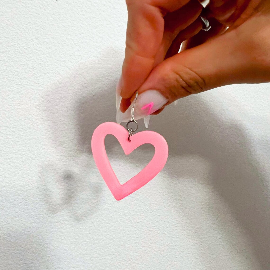 Jennifer Check Big Heart Earrings | Cute Pink Statement Earrings ...