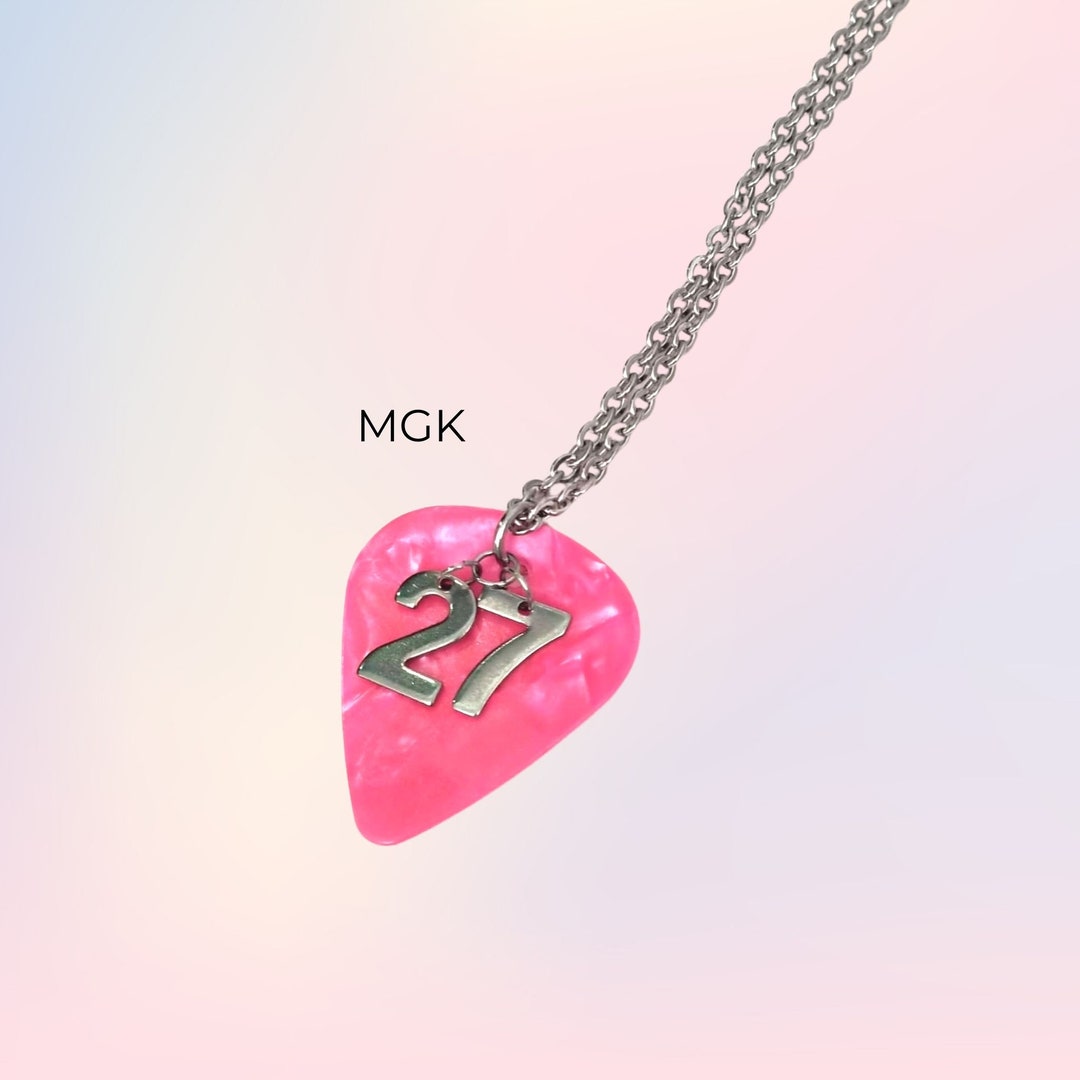 Machine Gun Kelly Inspired 27 Song Pink Guitar Pick Necklace MGK ...