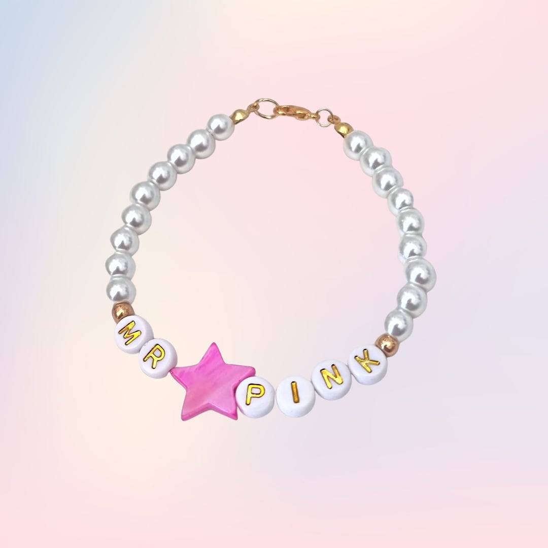 Machine Gun Kelly Inspired Mr Pink Bracelet Pearl Beaded Punk Unisex ...