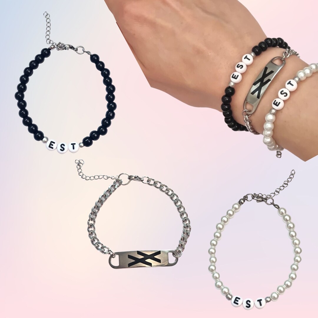 Machine Gun Kelly Inspired XX Steel Bracelet Black or White Pearl ...