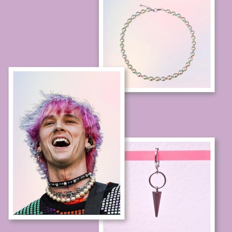 Machine Gun Kelly Inspired Handmade Colourful Pearl Necklace - Pearl ...