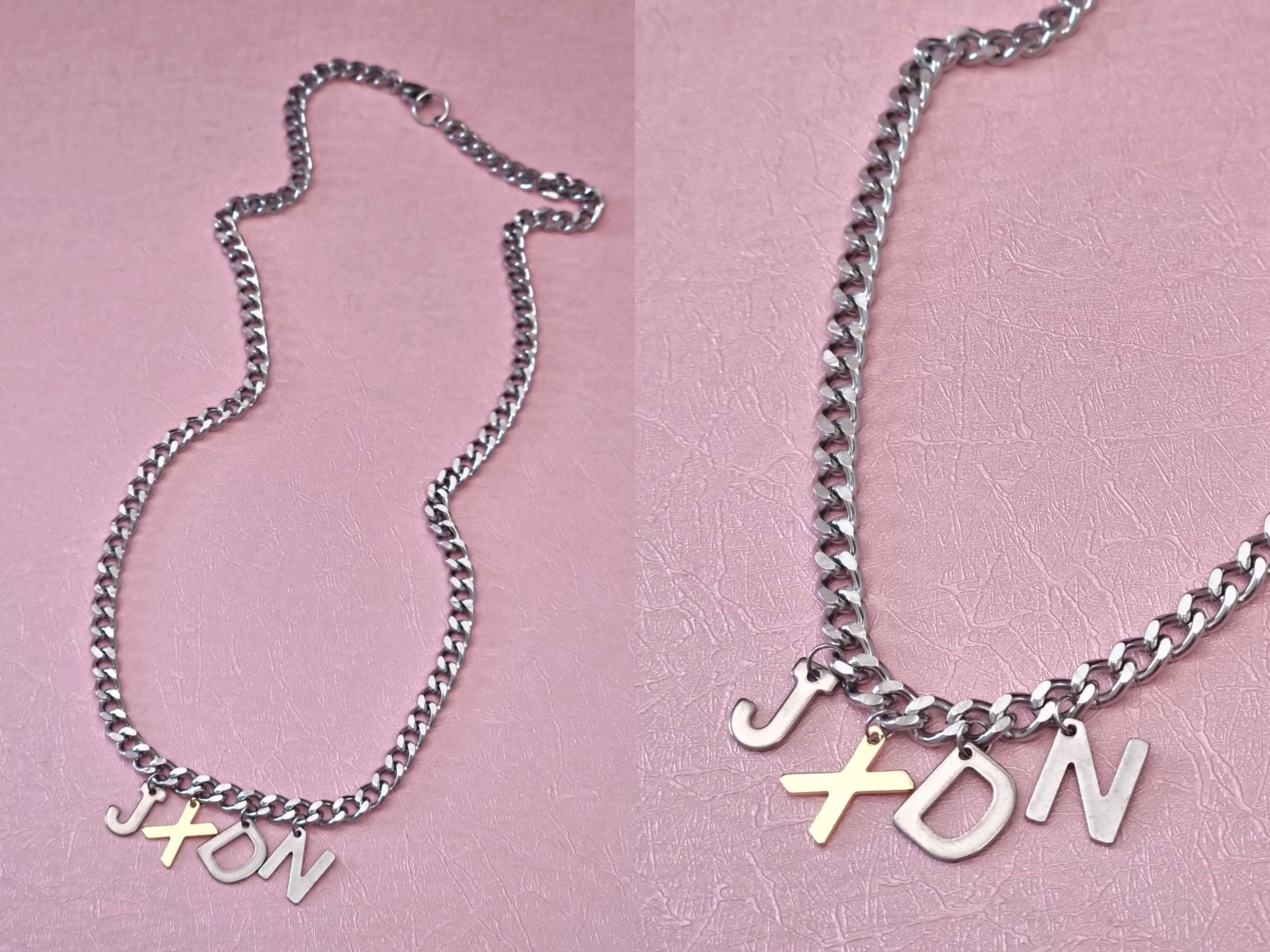 JXDN Inspired Handmade Stainless Steel Lettered Necklace - Silver Punk ...