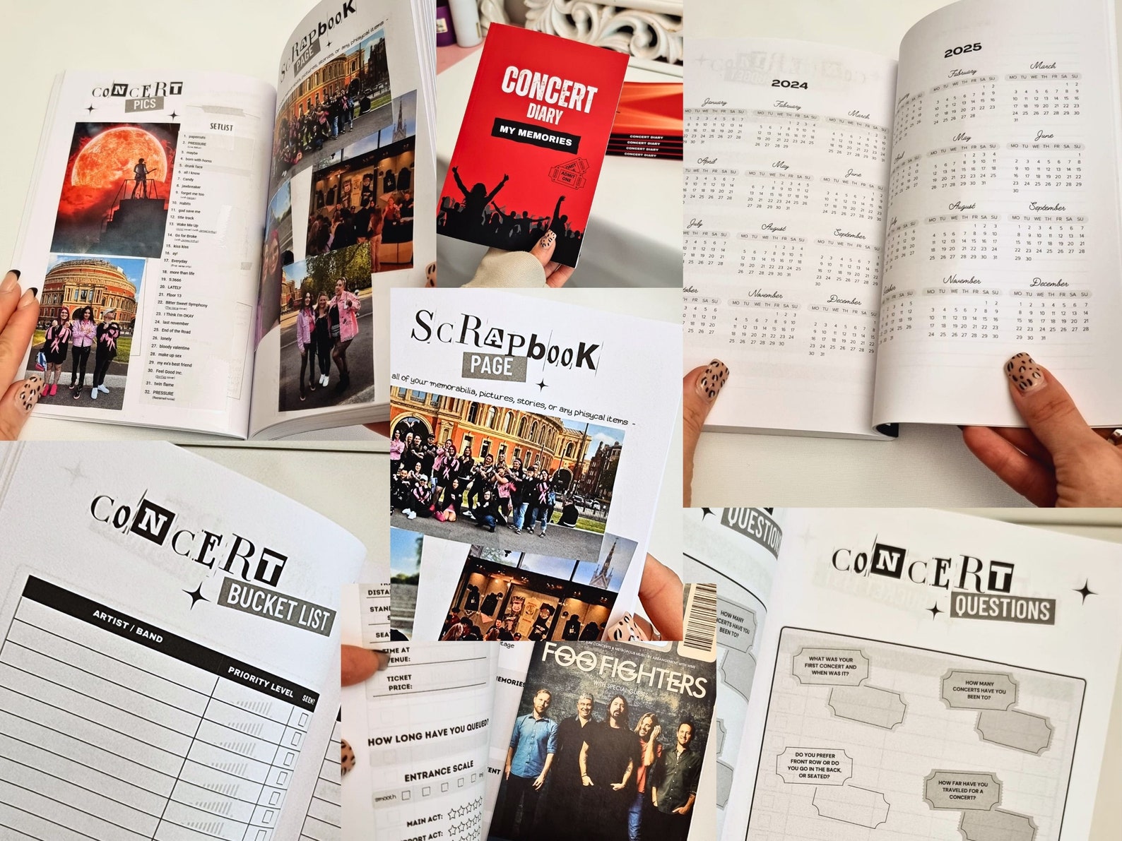Concert Journal to Document 25 Shows | Concert Diary With Ticket Space ...