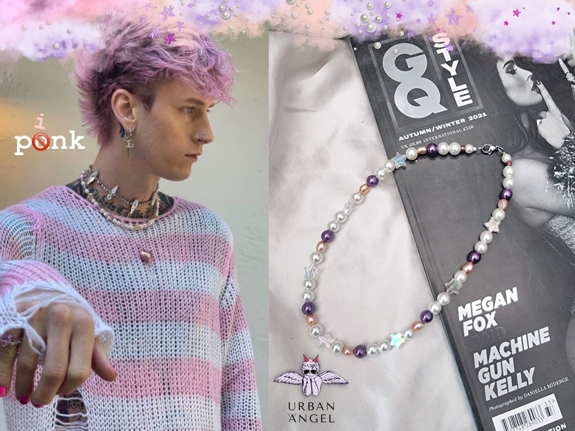 Machine Gun Kelly Inspired Star & Pearl Necklace MGK Pearl - Etsy UK