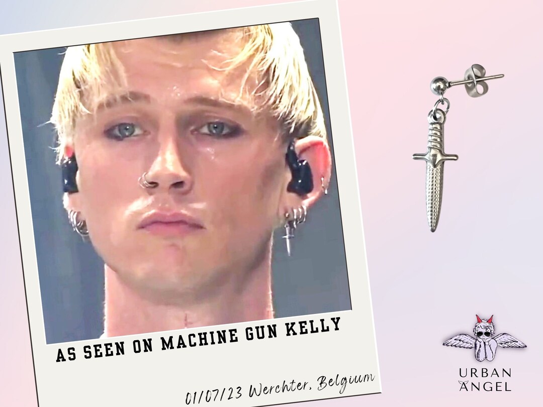 As Seen on Machine Gun Kelly: Punk Unisex Dangly Dagger Earring Worn in ...