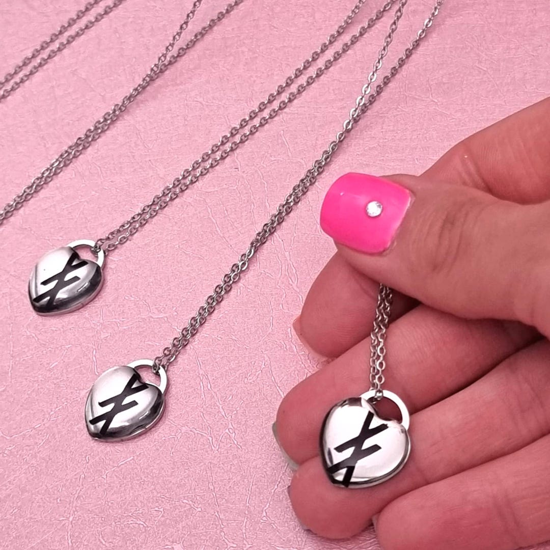 Machine Gun Kelly Inspired Double XX Domed Heart Necklace Stainless ...