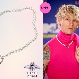 Machine Gun Kelly Inspired Handmade Horseshoe Clasp Pearl Necklace ...