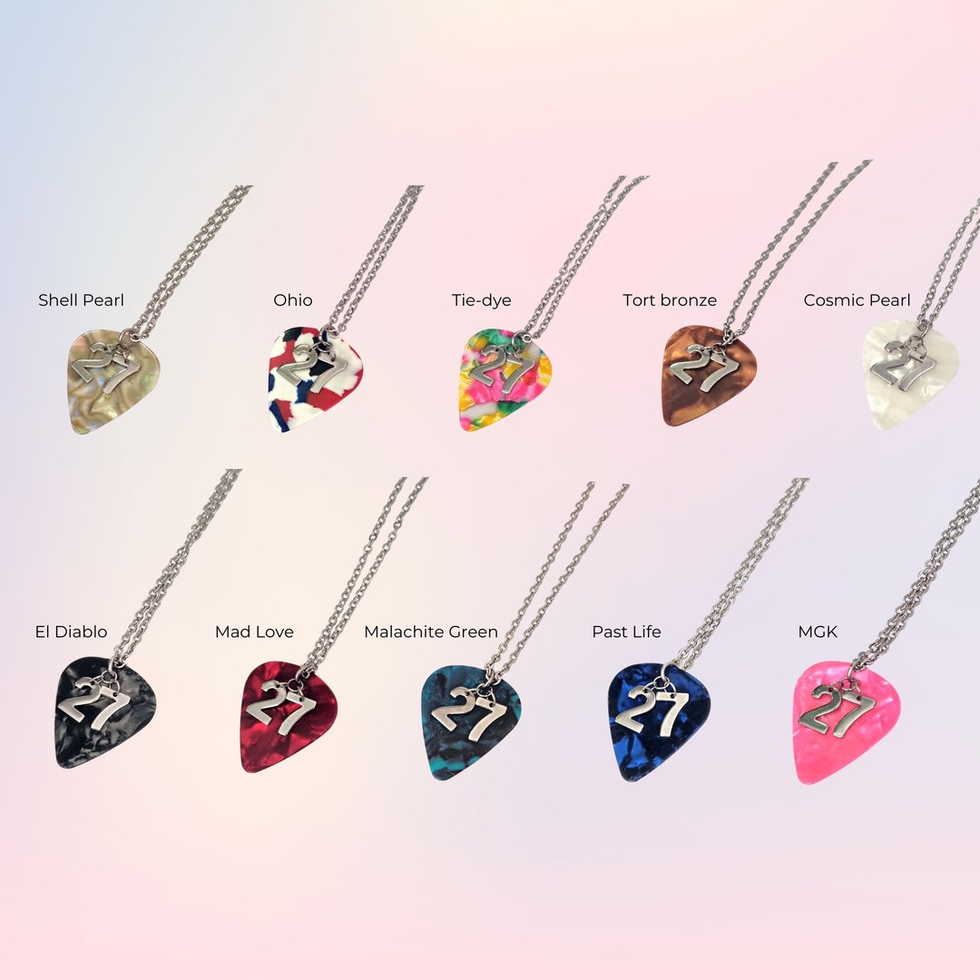 Machine Gun Kelly Inspired 27 Song Pink Guitar Pick Necklace MGK ...