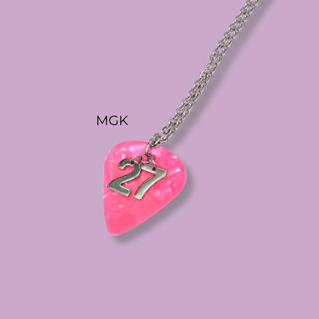 Machine Gun Kelly Inspired 27 Song - Pink Guitar Pick Necklace - MGK ...