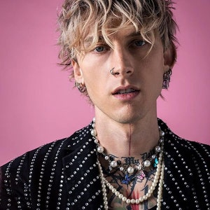 Machine Gun Kelly Inspired Handmade Pearl Necklace With Butterflies ...