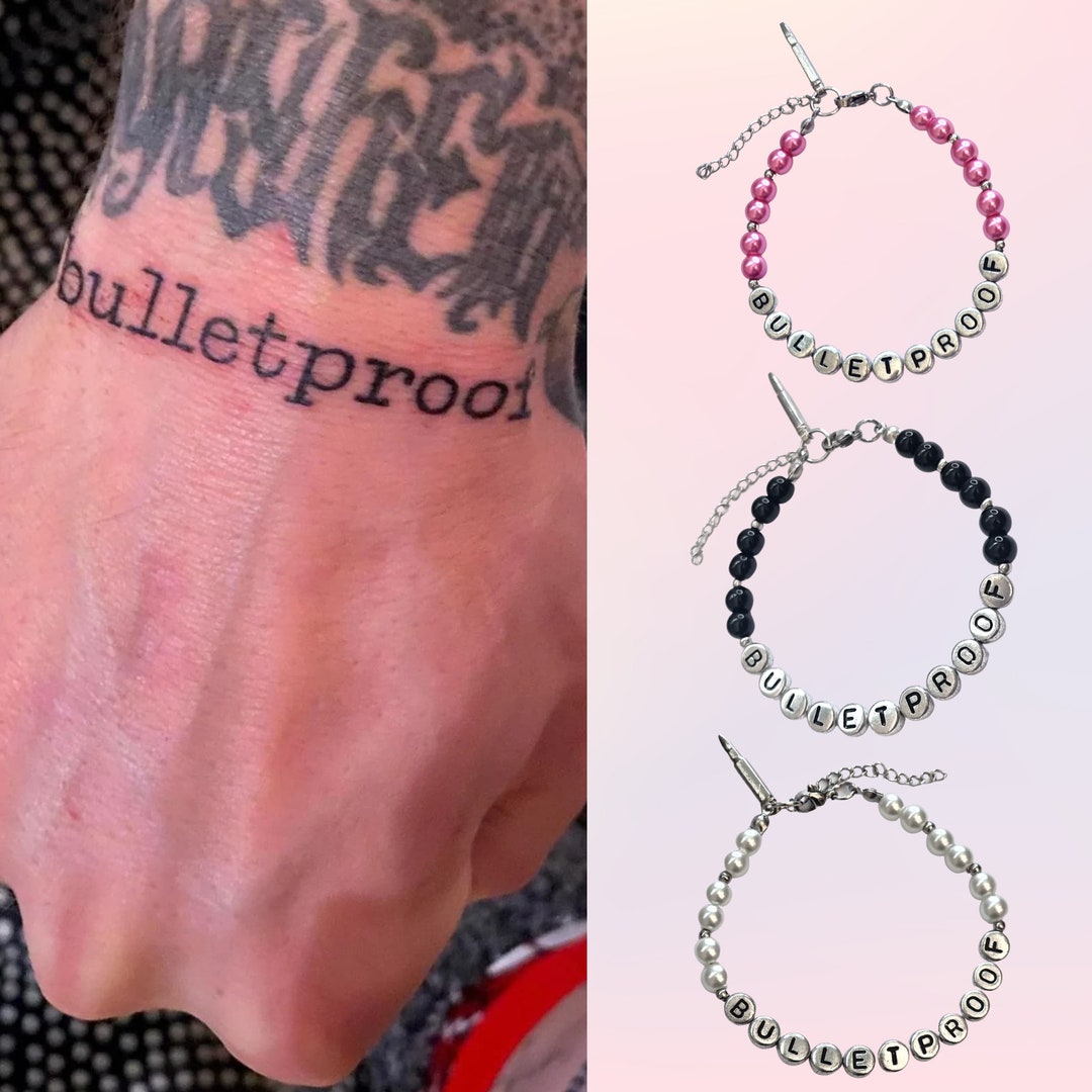 Machine Gun Kelly Tattoo Inspired Bulletproof Bracelet - Black, Pink ...
