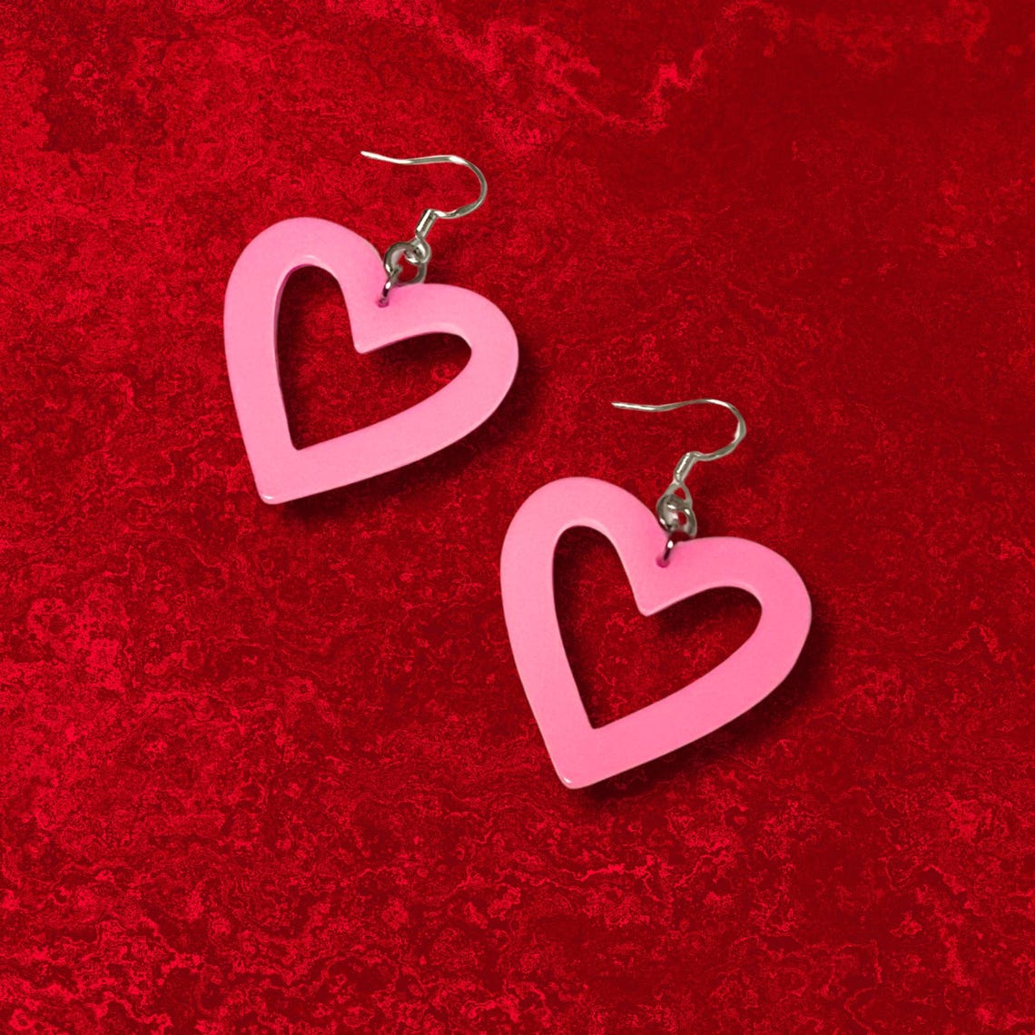 Jennifer Check Big Heart Earrings | Cute Pink Statement Earrings ...