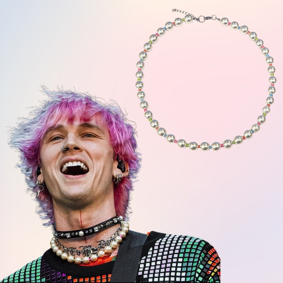 Machine Gun Kelly Inspired Handmade Colourful Pearl Necklace Pearl ...