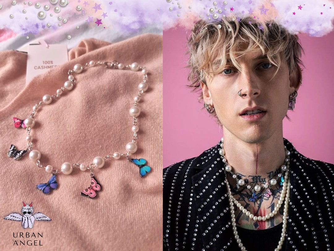 Machine Gun Kelly Inspired Handmade Pearl Necklace With - Etsy UK