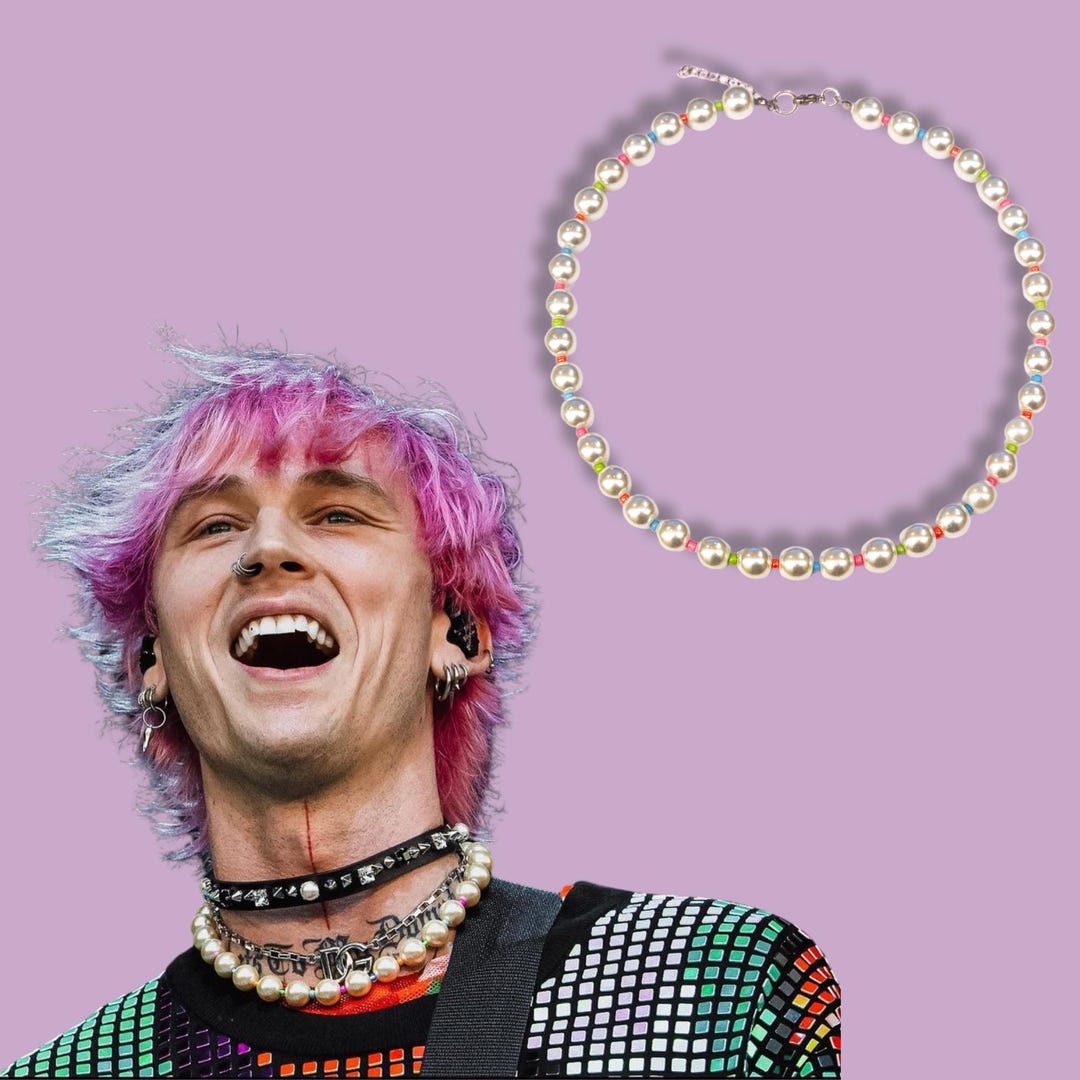 Machine Gun Kelly Inspired Handmade Colourful Pearl Necklace - Pearl ...