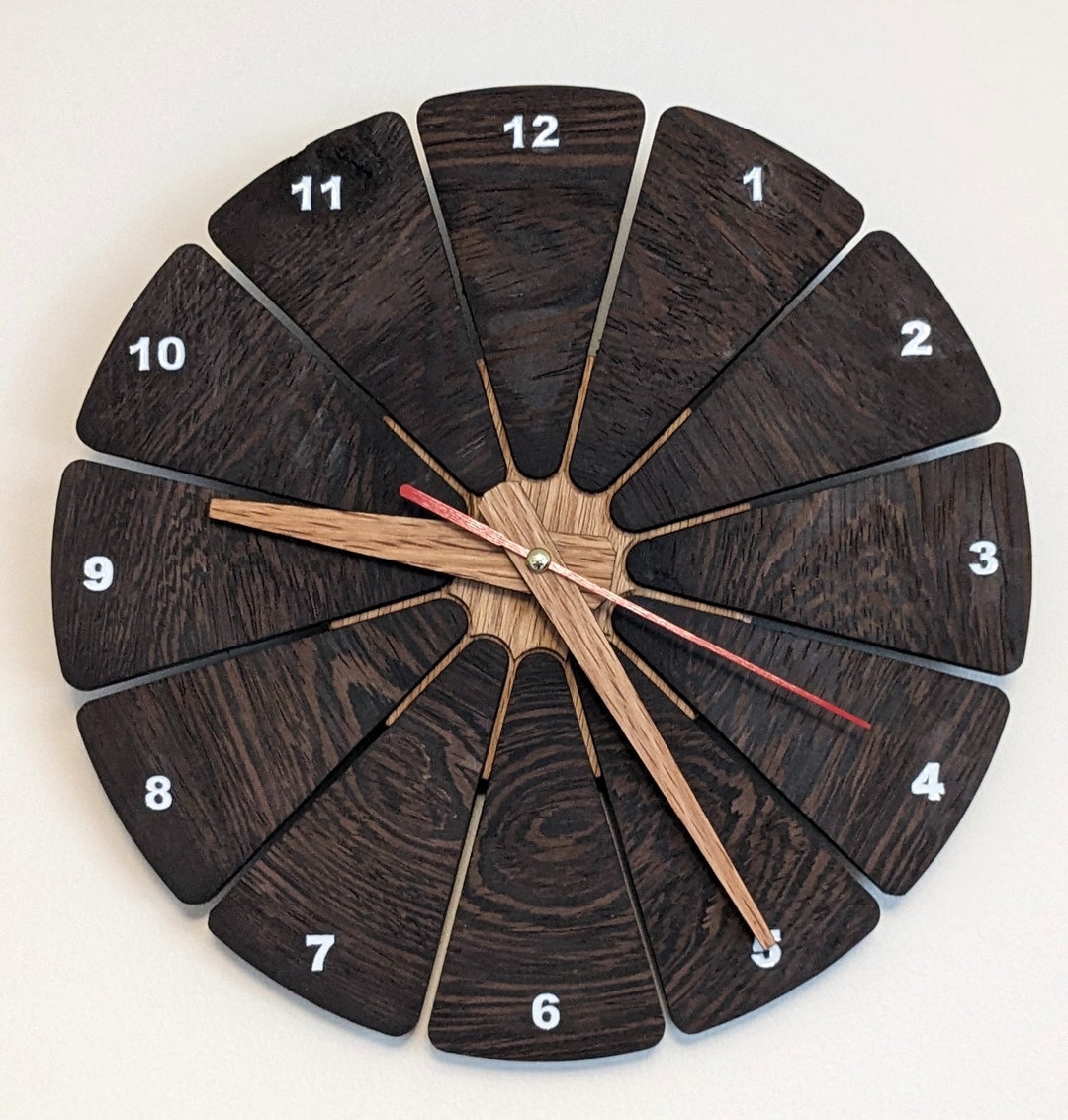 Wood Wall Clock From Red Oak and Wenge - Etsy