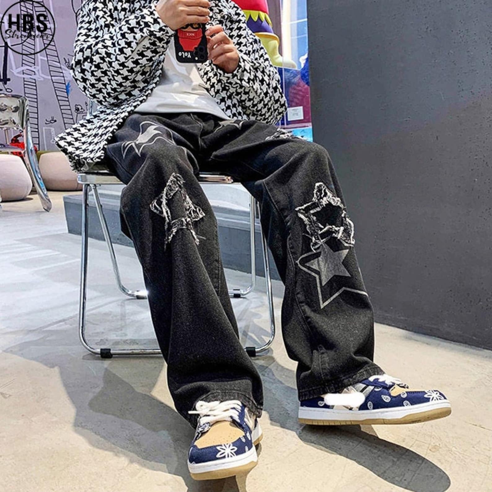 Y2k Denim Pants Streetwear Jeans Baggy Jeans Straight Etsy