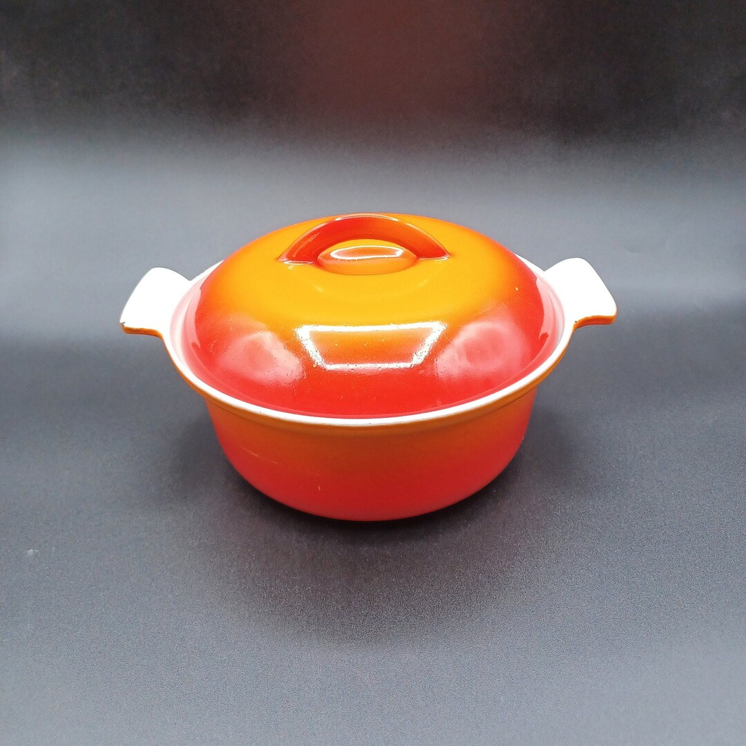 FE Belgium Orange Enameled Cast Iron Dutch Oven W/ Lid - Etsy