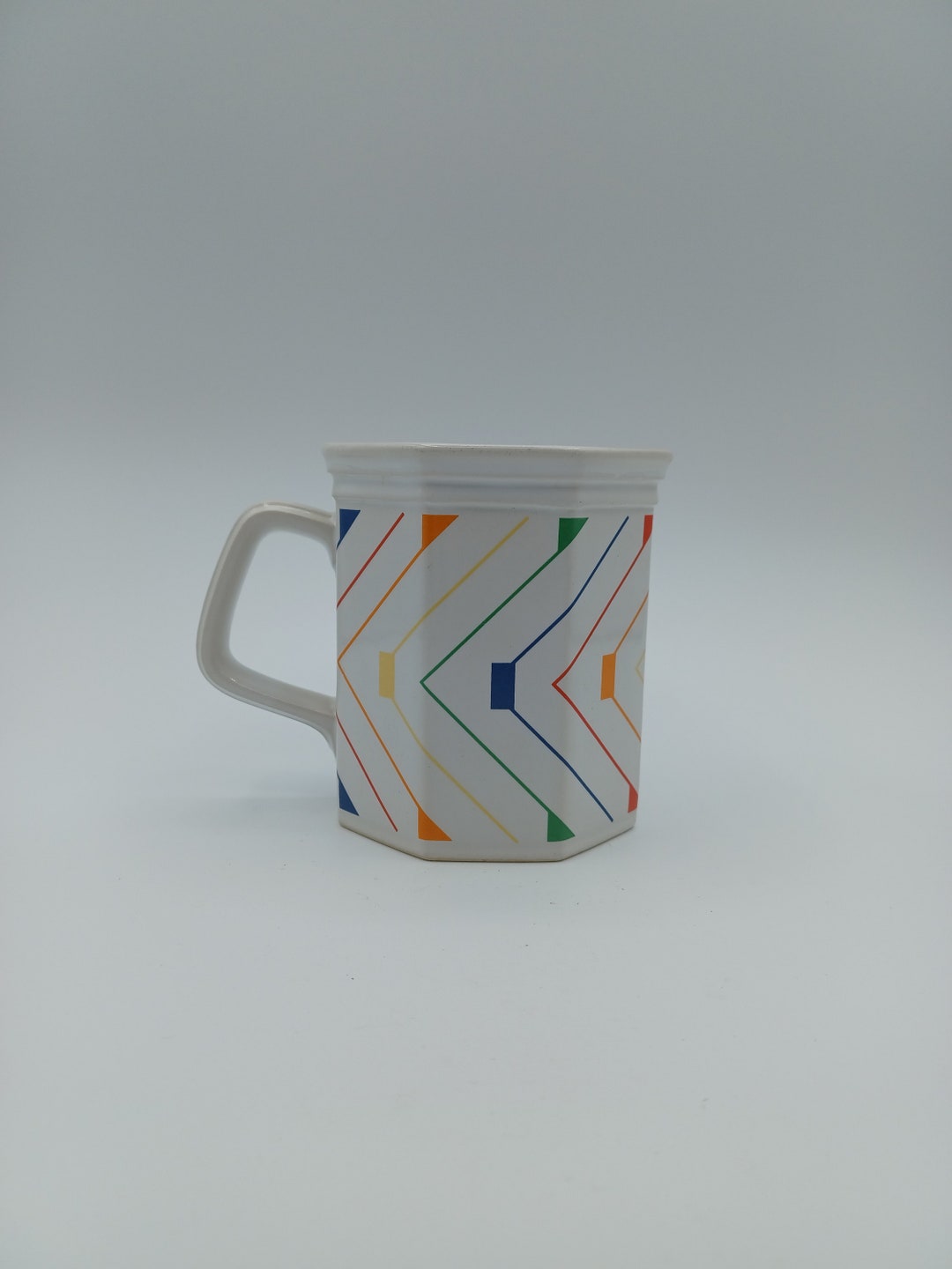 Retro Geometric Primary Colors Mug Japan - Etsy