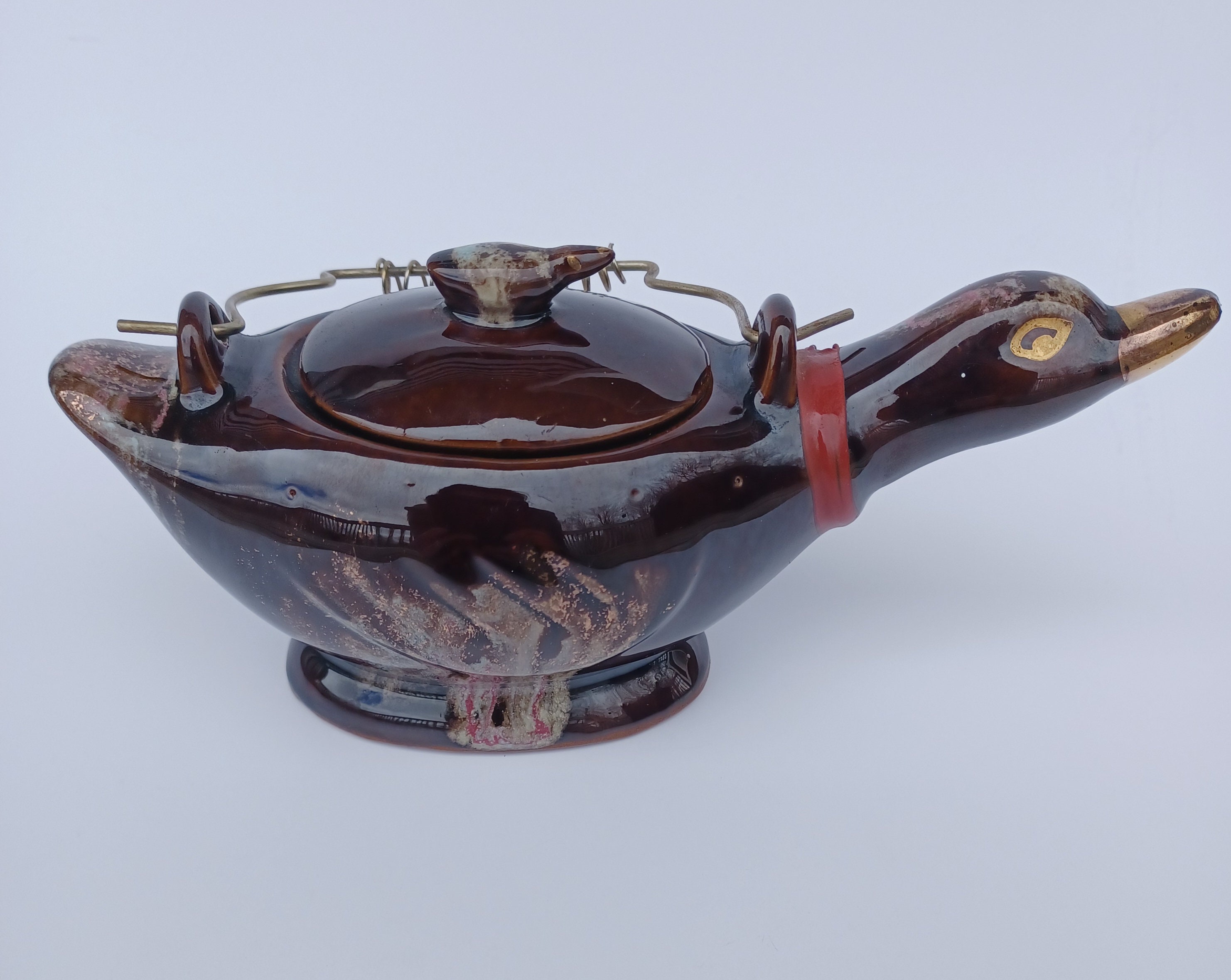 Redware Duck Sugar Pot 1950s Japan - Etsy