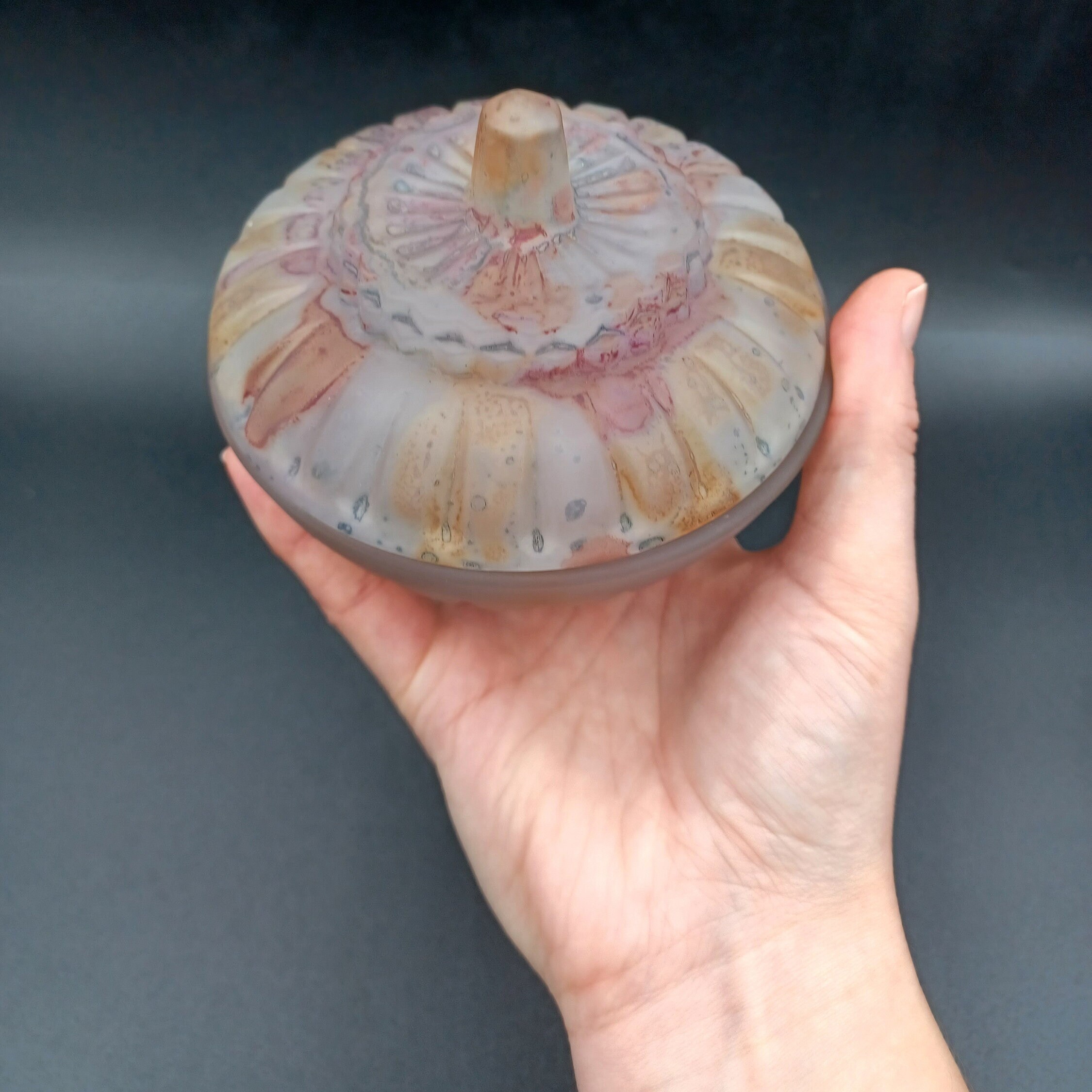 Simron Israel Hand Painted Satin Glass Covered Dish - Etsy Australia