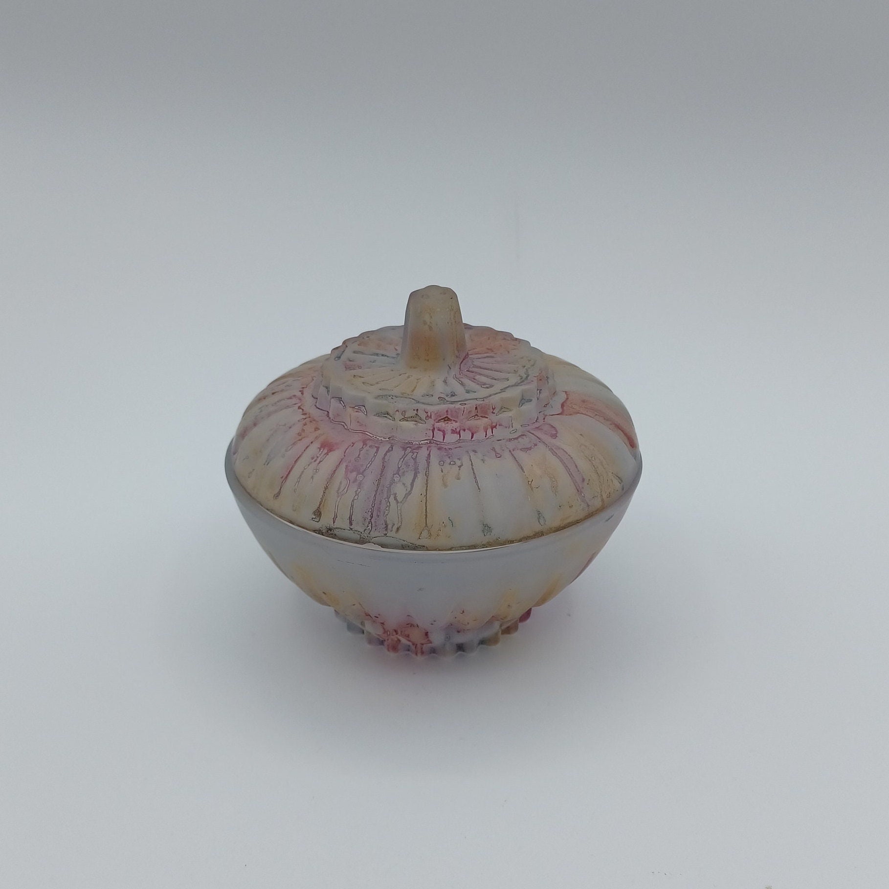 Simron Israel Hand Painted Satin Glass Covered Dish - Etsy