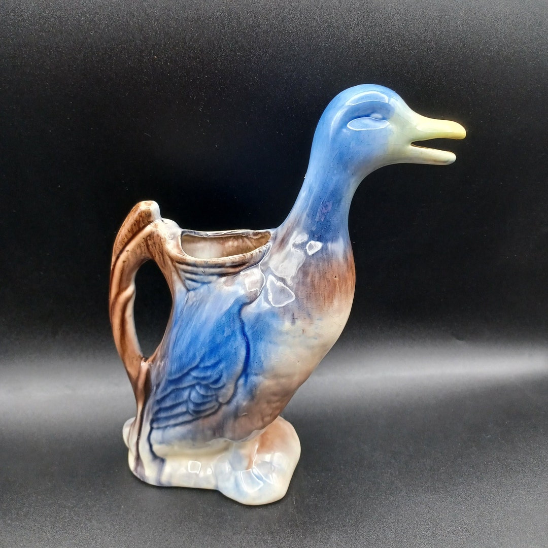 Majolica Ceramic Duck Pitcher - Etsy