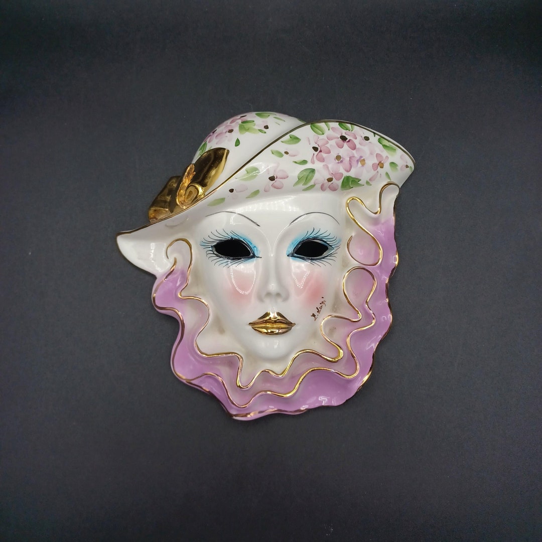 Italian, Venetian Style Porcelain Face Mask, Wall Plaque - Etsy