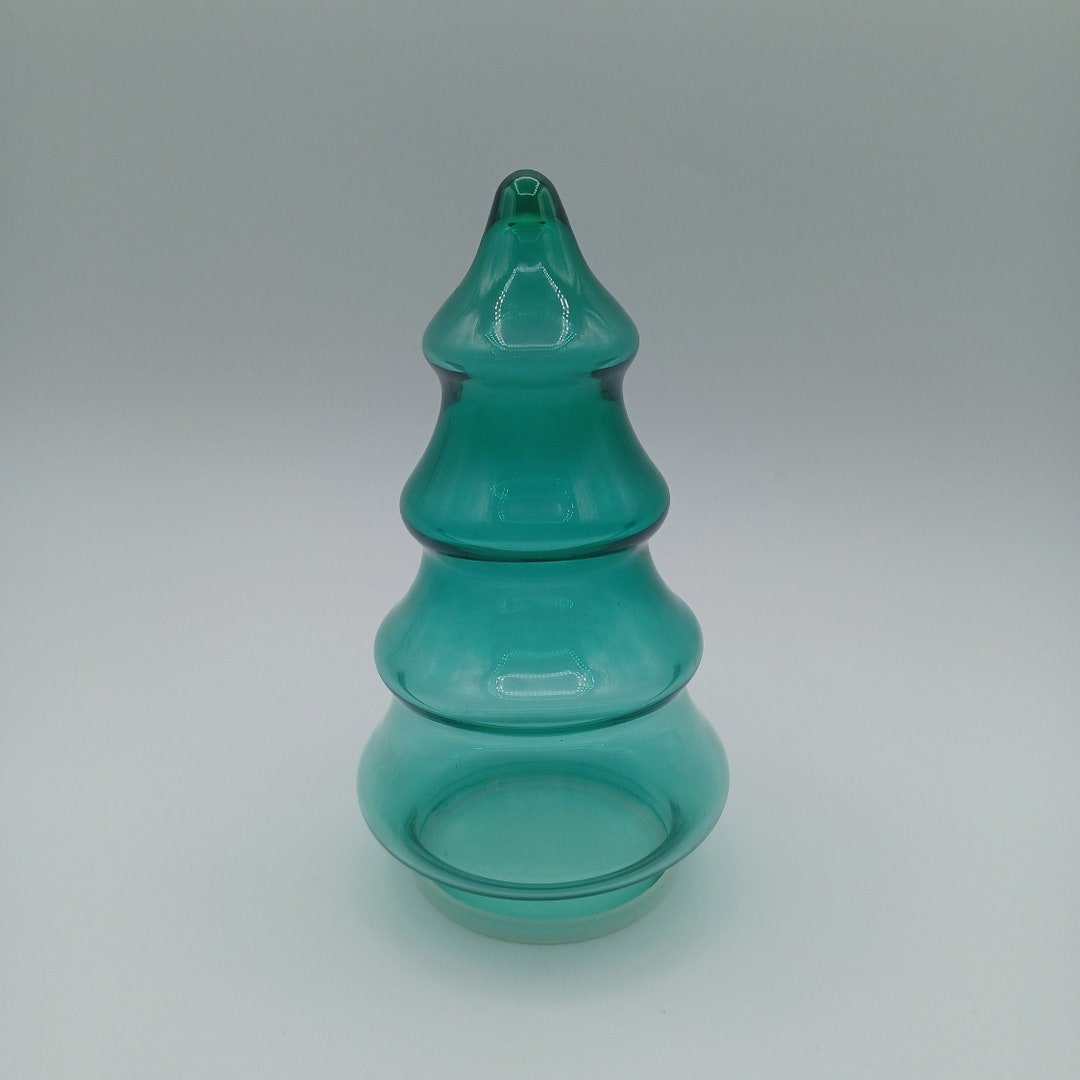 Libbey Green Glass Christmas Tree Candy Jar - Etsy