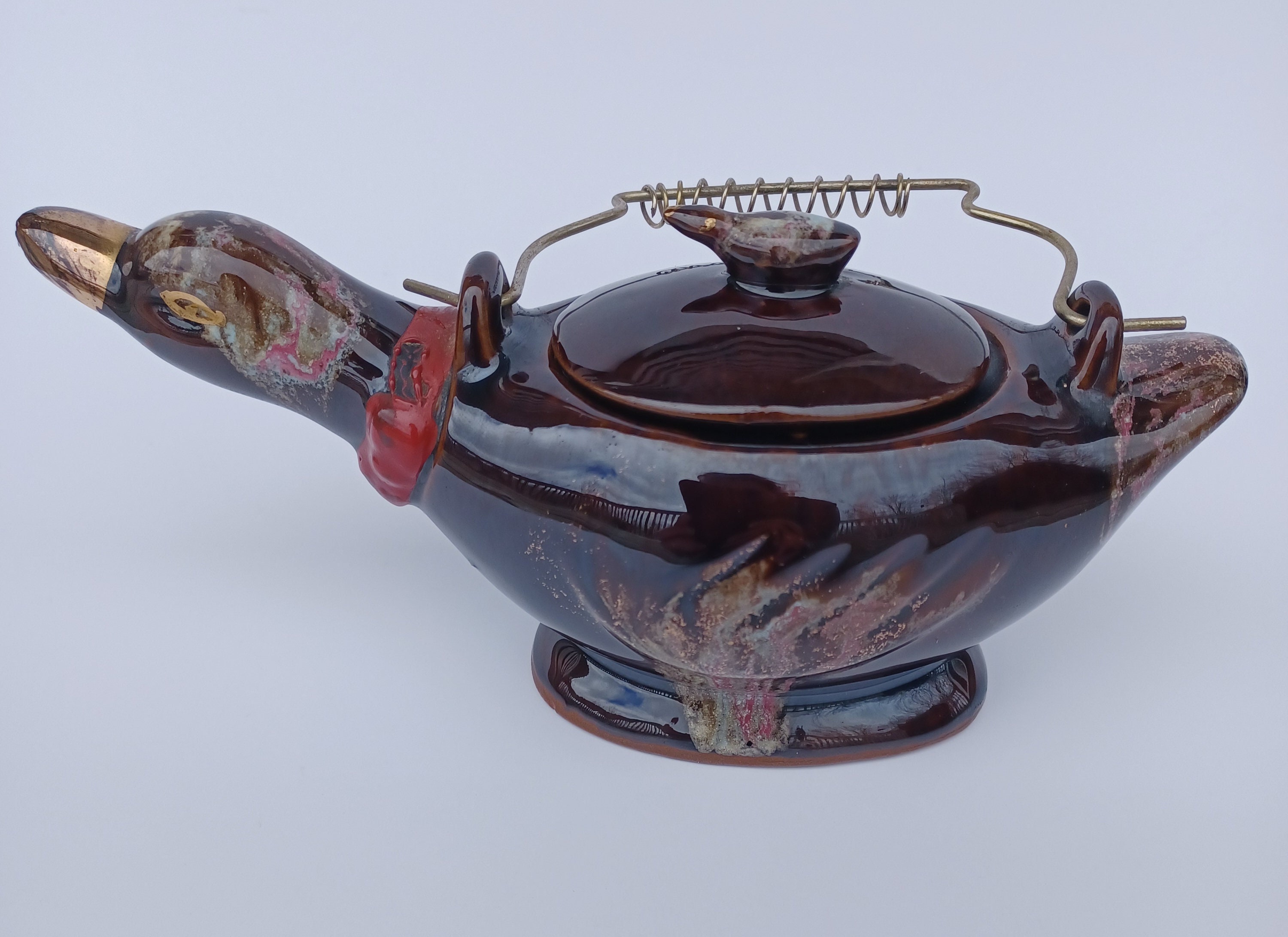 Redware Duck Sugar Pot 1950s Japan - Etsy