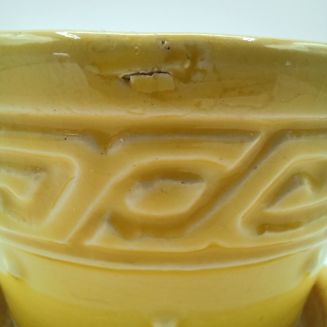 Mccoy Yellow Greek Key and Dot Pottery Planter - Etsy
