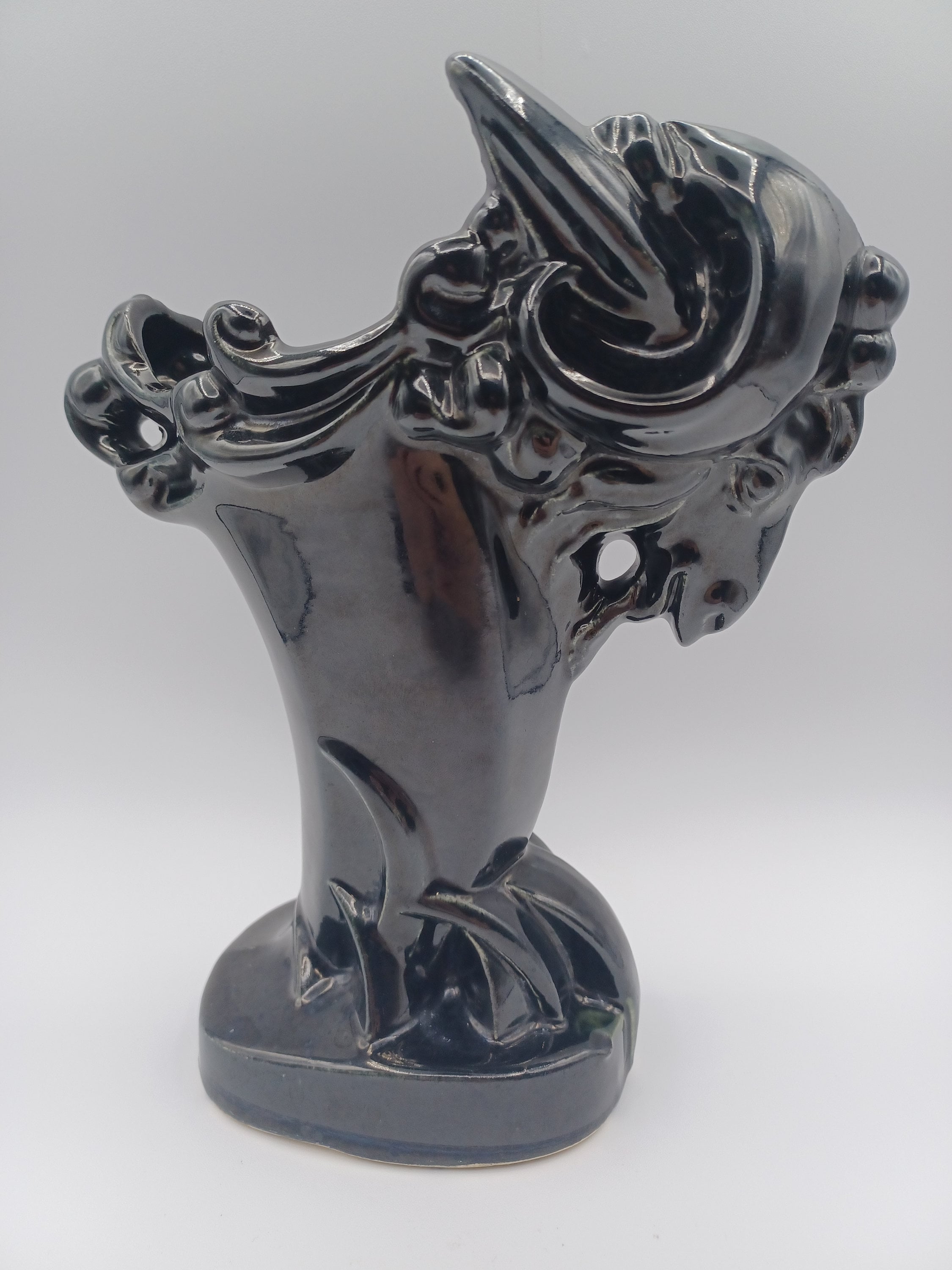 RARE!! Mccoy 1940's Black Rams Head Pottery Vase - Etsy