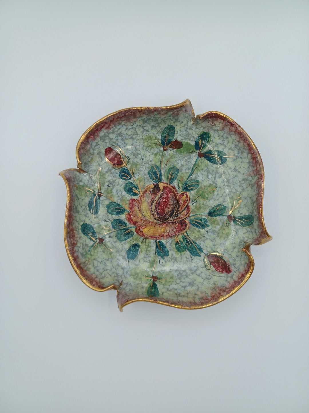Italian Hand Painted Redware Pottery Rose Shaped Dish - Etsy