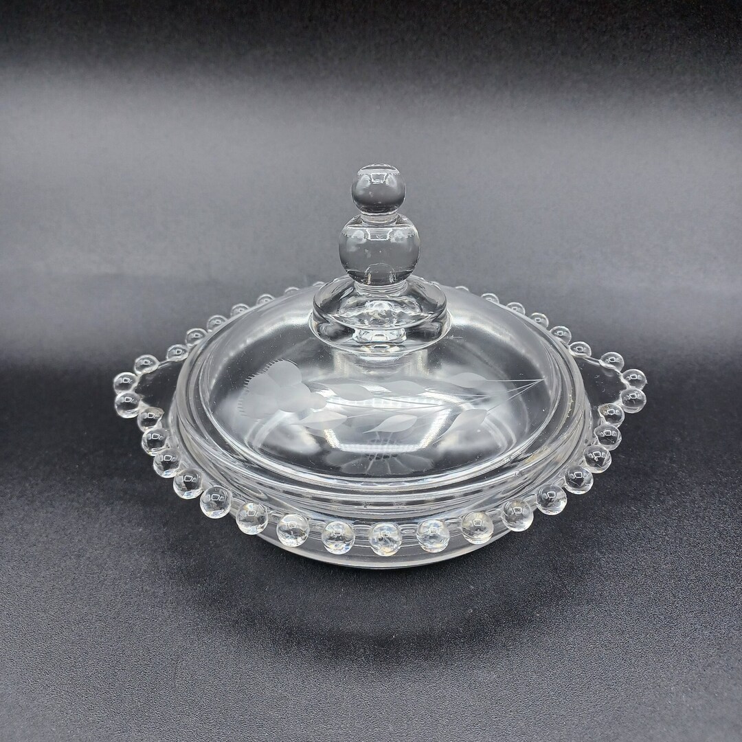 J.W. Hughes Cornflower Candlewick Covered Butter/candy Dish - Etsy
