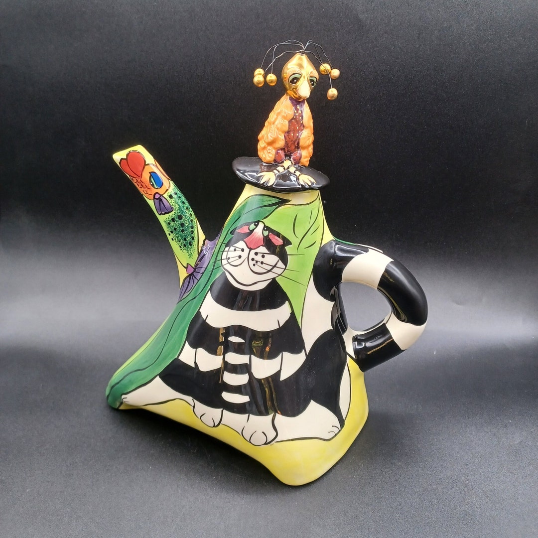 SWAK Sealed With a Kiss, "clancy the Cat" Teapot by Lynda Corneille ...