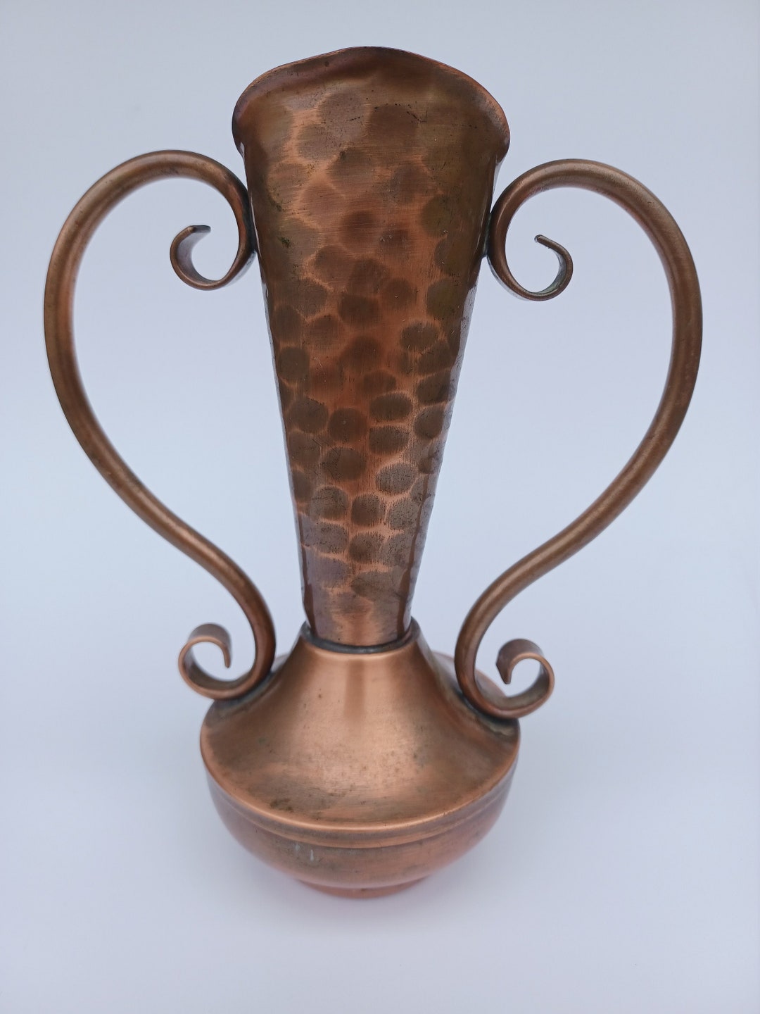 Vintage Gregorian Copper Vase With Scroll Handles - Etsy