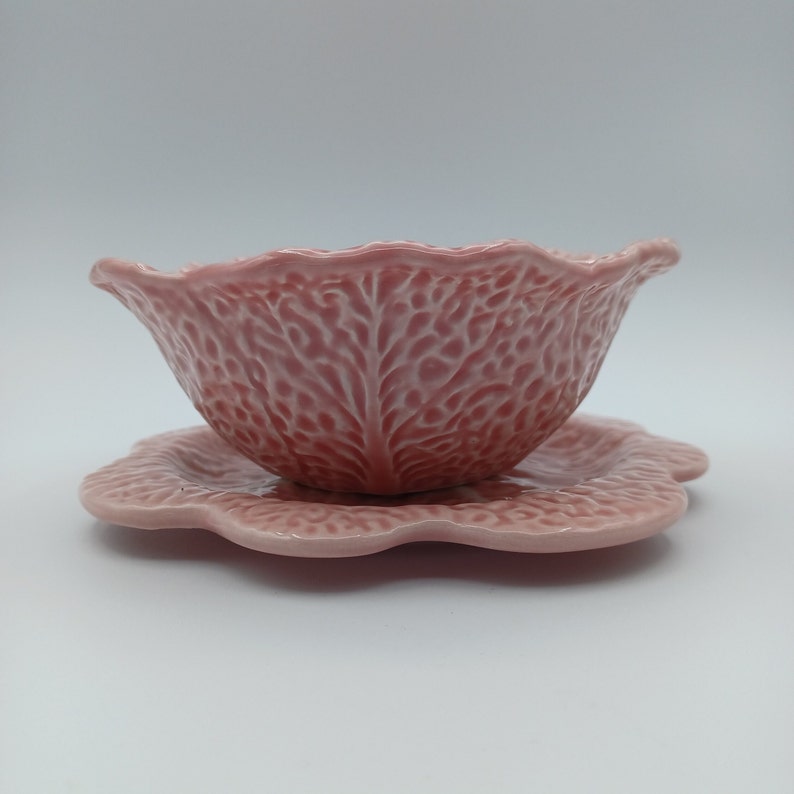 Bordallo Pinheiro Portugal Pink Cabbage Majolica Plate and Bowl Set - Etsy
