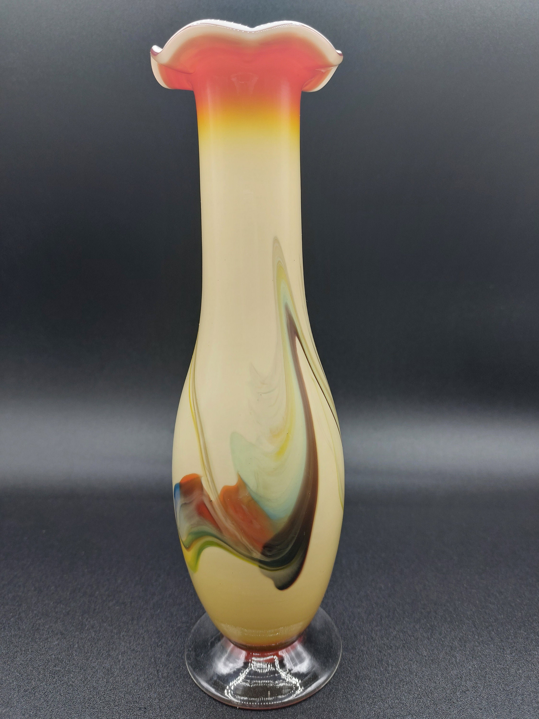 Chinese Dalian Snowflake Art Glass Vase - Etsy