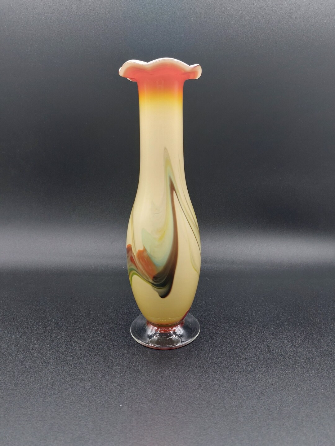 Chinese Dalian Snowflake Art Glass Vase - Etsy