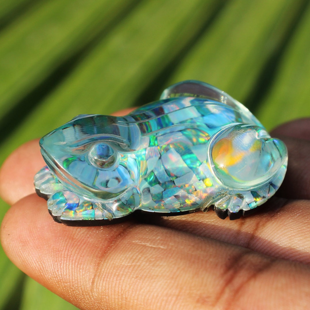 Sale Natural Doublet Opal Frogs Shape, Frogs Ornament, Quartz Crystal ...