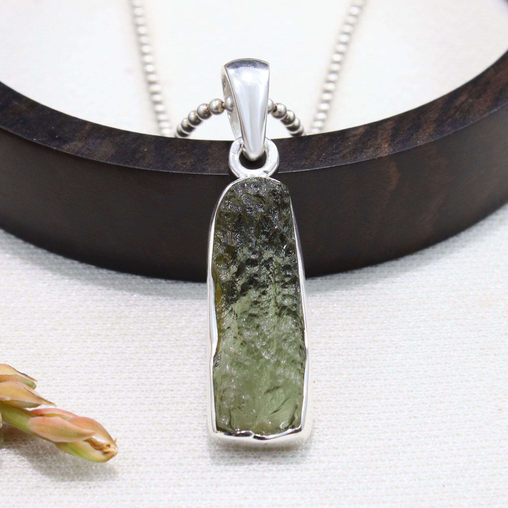 Stone Casual Moldavite 925 Sterling Silver Pendant