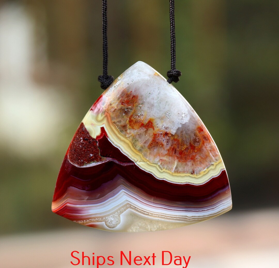 Best Crazy Lace Agate Necklace Healing Stone Cord Necklace Black Cord ...